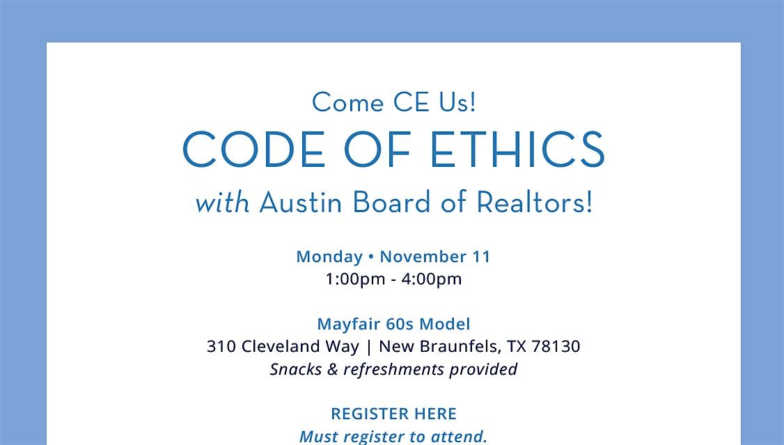 REALTOR Code of Ethics CE Class in Mayfair!, 310 Cleveland Wy, New ...