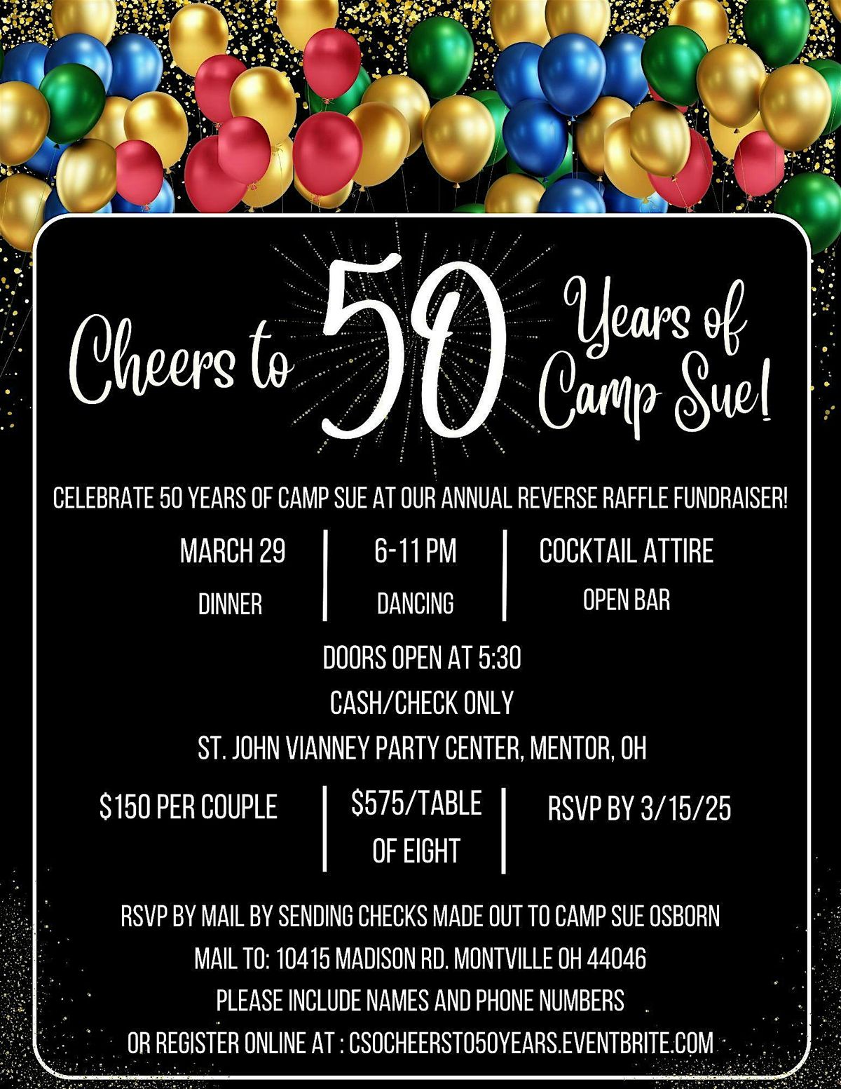 Cheers to 50 Years: Camp Sue Osborn Annual Reverse Raffle, Saint John ...