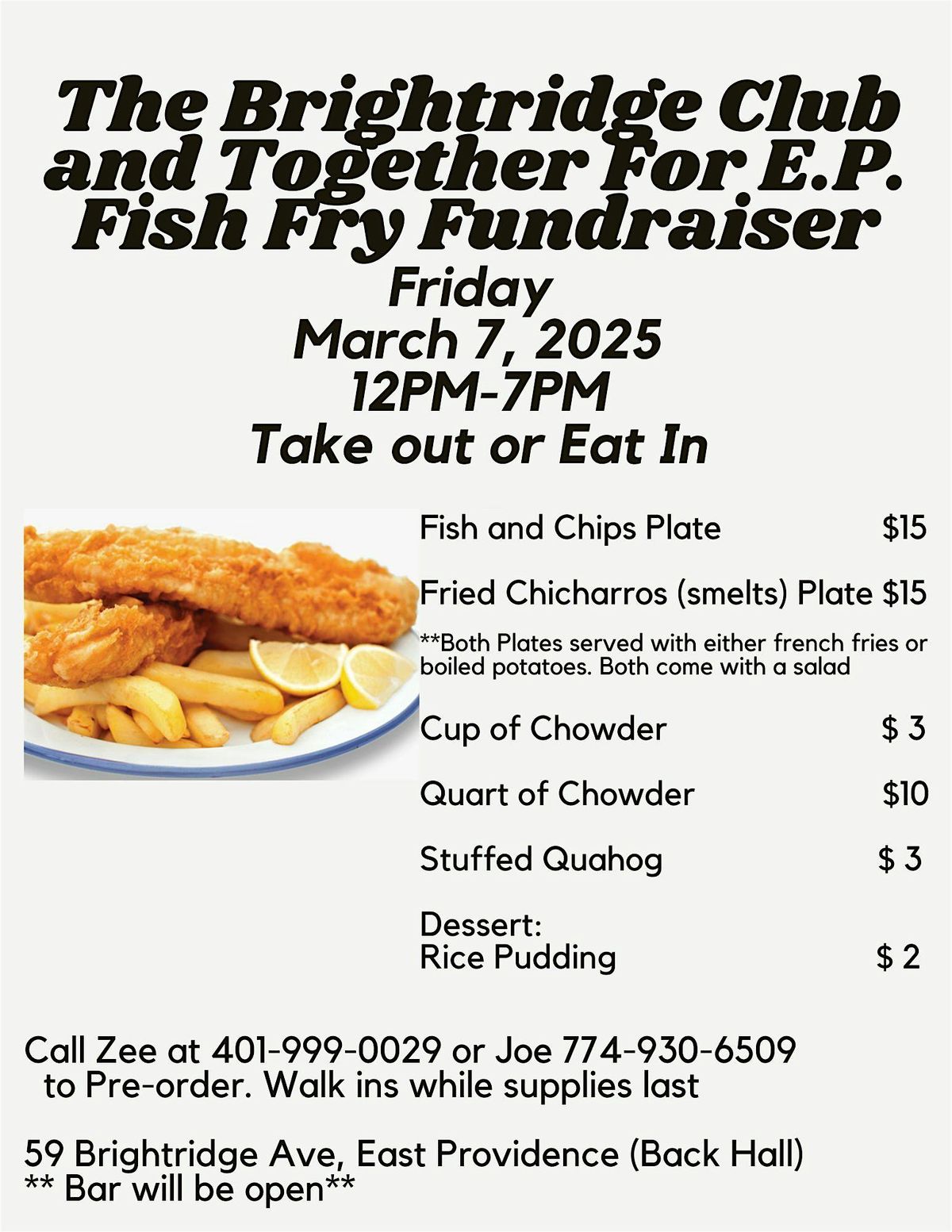 The Brightridge Club and Together for East Providence Fish Fry ...