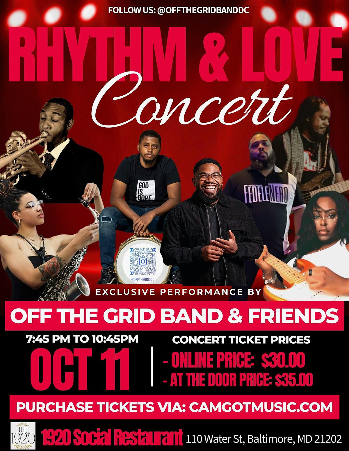Off The Grid Band DC | Rhythm & Love Concert, The 1920 Social ...
