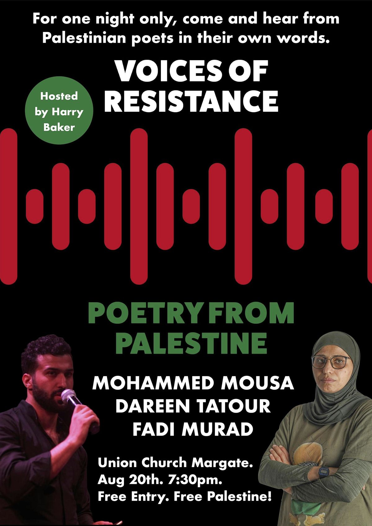 Voices Of Resistance - Poetry From Palestine, Union Church, Margate, 20 ...