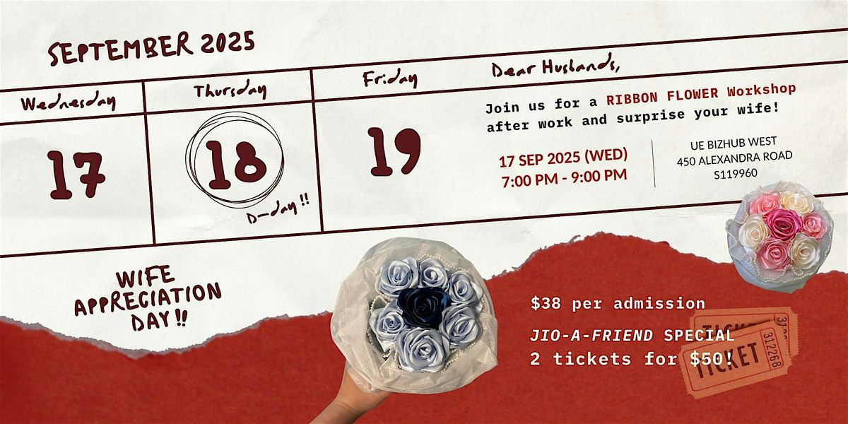 DIY Ribbon Flower Bouquet Workshop, UE Bizhub West, Queenstown, 17 ...