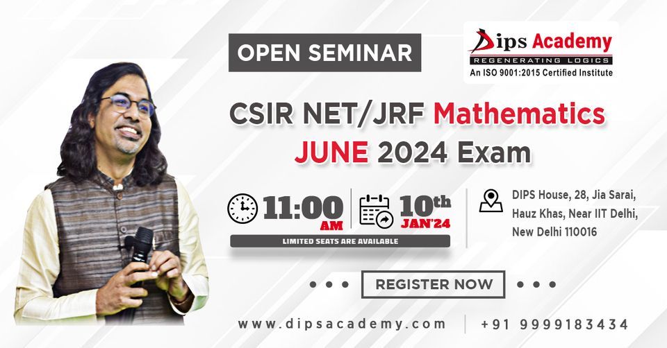 Open SEMINAR - Strategy for CSIR NET/JRF 2024 with Dubey Sir | Dips Academy, DIPS Academy, New ...