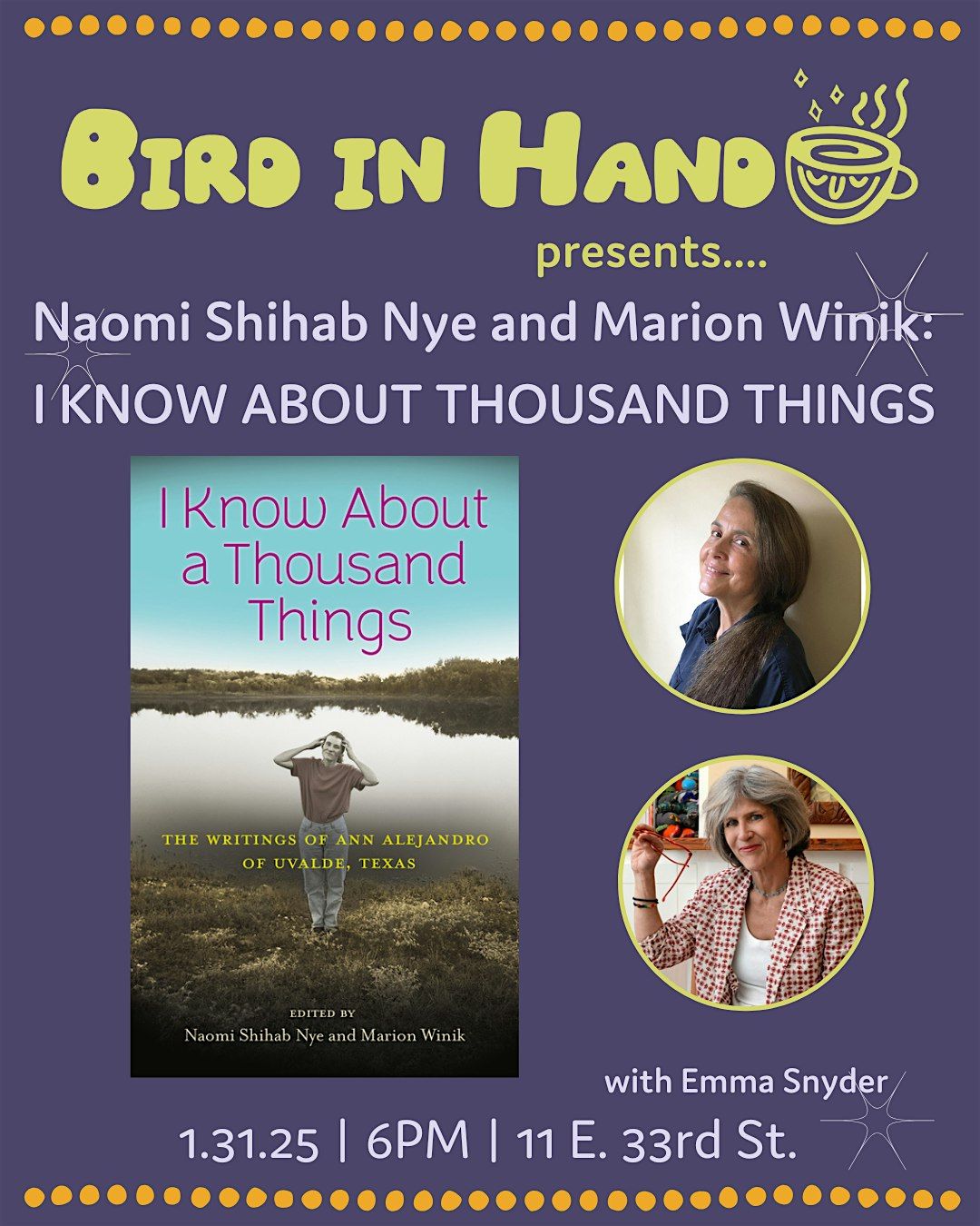 Naomi Shihab Nye and Marion Winik: I KNOW ABOUT A THOUSAND THINGS, Bird ...