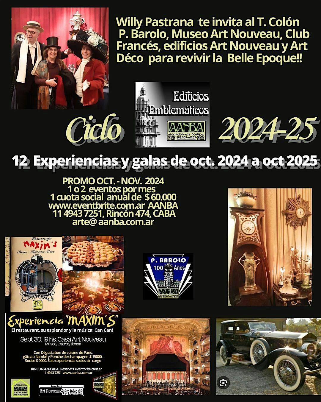 Ciclo AANBA de nov. 2024 a oct 2025 en Club Francés, Museo, P. Barolo..., Club Francés, Buenos ...