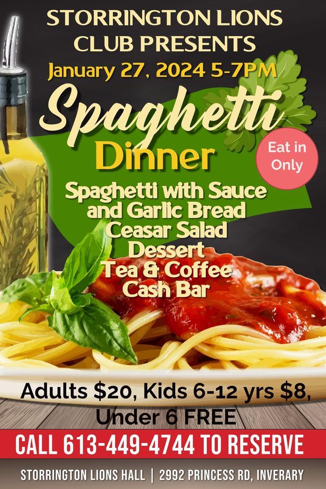 Spaghetti Dinner, Storrington Lions Club, Kingston, January 27 2024 ...