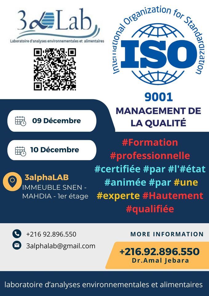 formation ISO 9001 ( v 2015), Mahdia - المهدية, Nabeul, 9 December to ...