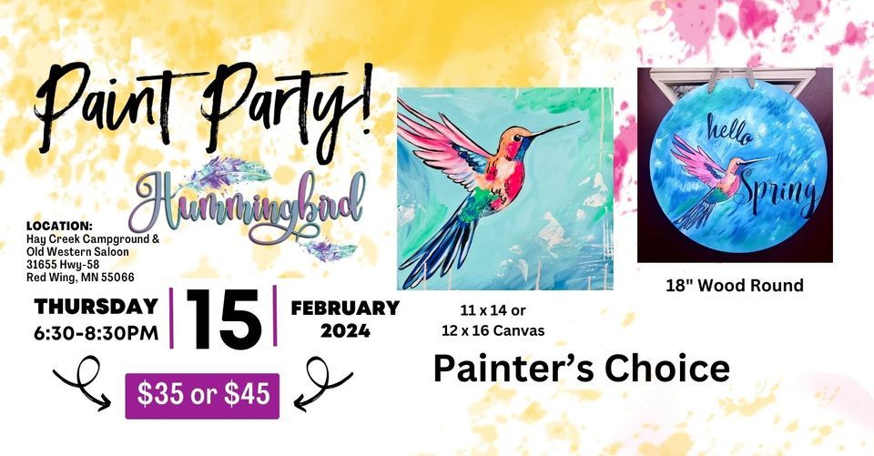 02/15 Hummingbird Paint Party at Hay Creek Campground & Old Western ...