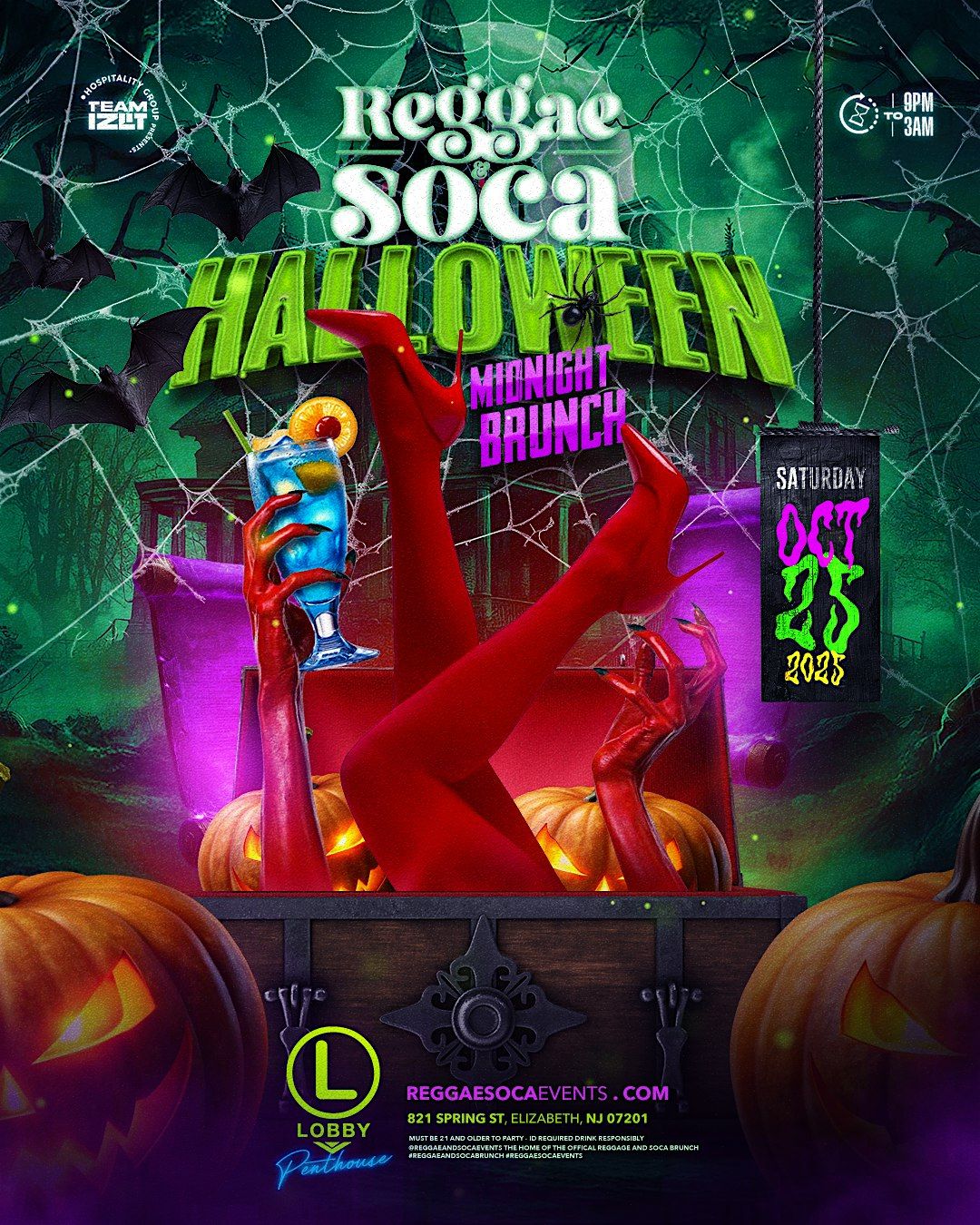 REGGAE & SOCA - HALLOWEEN MIDNIGHT BRUNCH, The Lobby NJ, Elizabeth, 25 ...