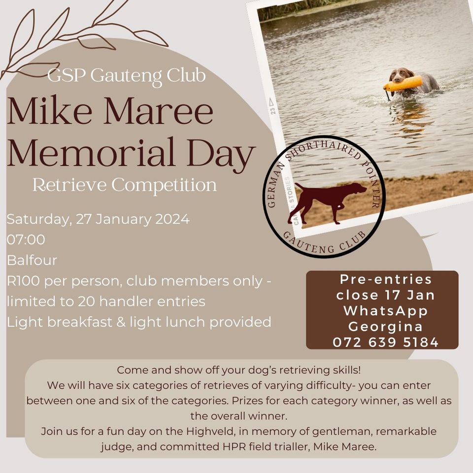 Mike Maree Memorial Day - Retrieve Competition , Balfour Mpumalang ...