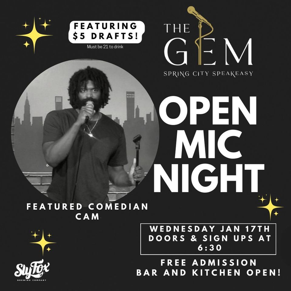 Open Mic Featured Comedian Cam, The Gem Spring City Speakeasy, January ...