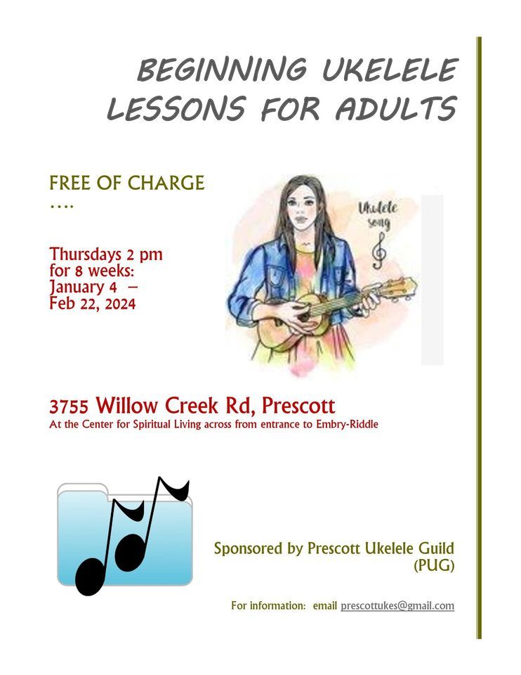 FREE Beginner Ukulele Class, Center for Spiritual Living Prescott, 4 ...