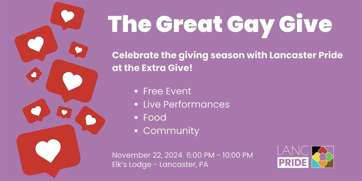 ExtraGive 2024 - The Great Gay Give, Lancaster Elks Lodge #134, 22 ...