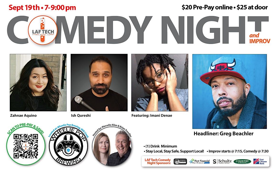 LAF TECH COMEDY NIGHT at Wheelie Pop, Wheelie Pop Brewing Mill Creek, 19 September 2025 | AllEvents