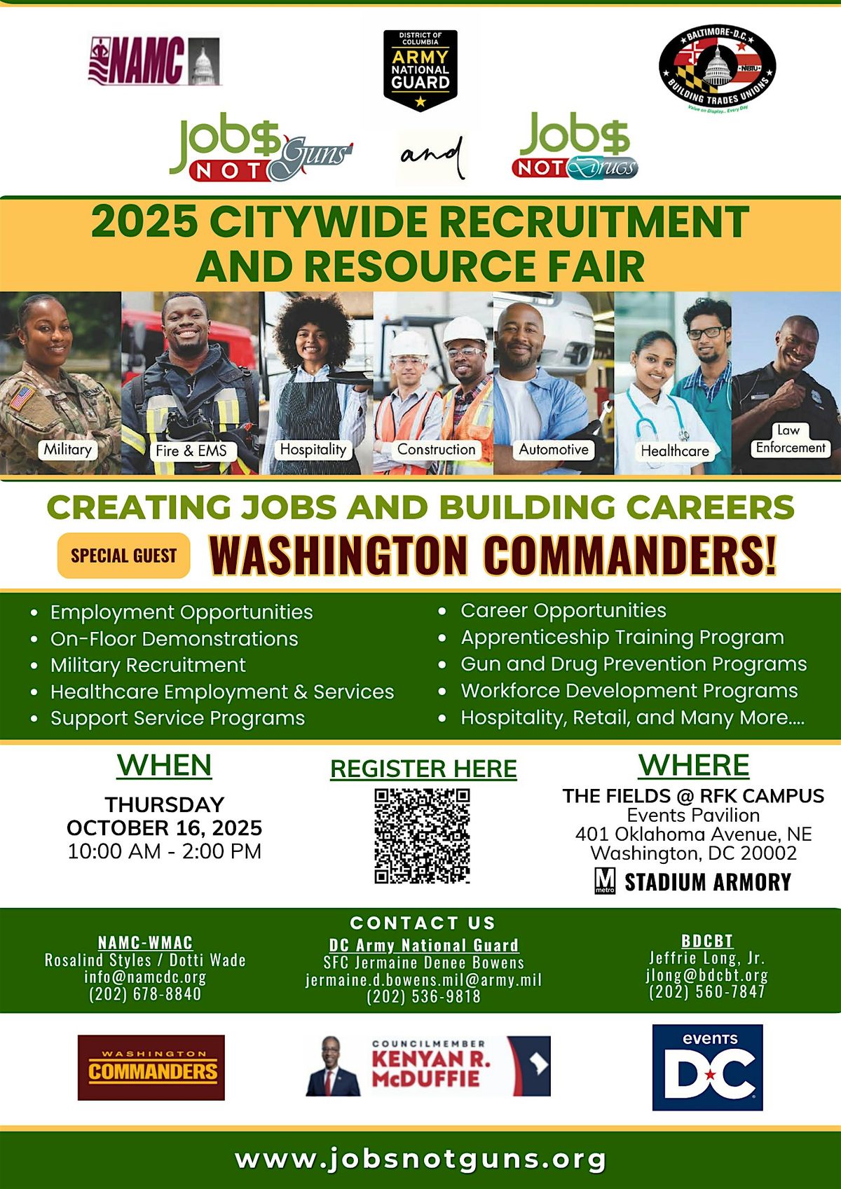 2025 Jobs Not Guns/Jobs Not Drugs Citywide Recruitment Fair, DC Armory ...