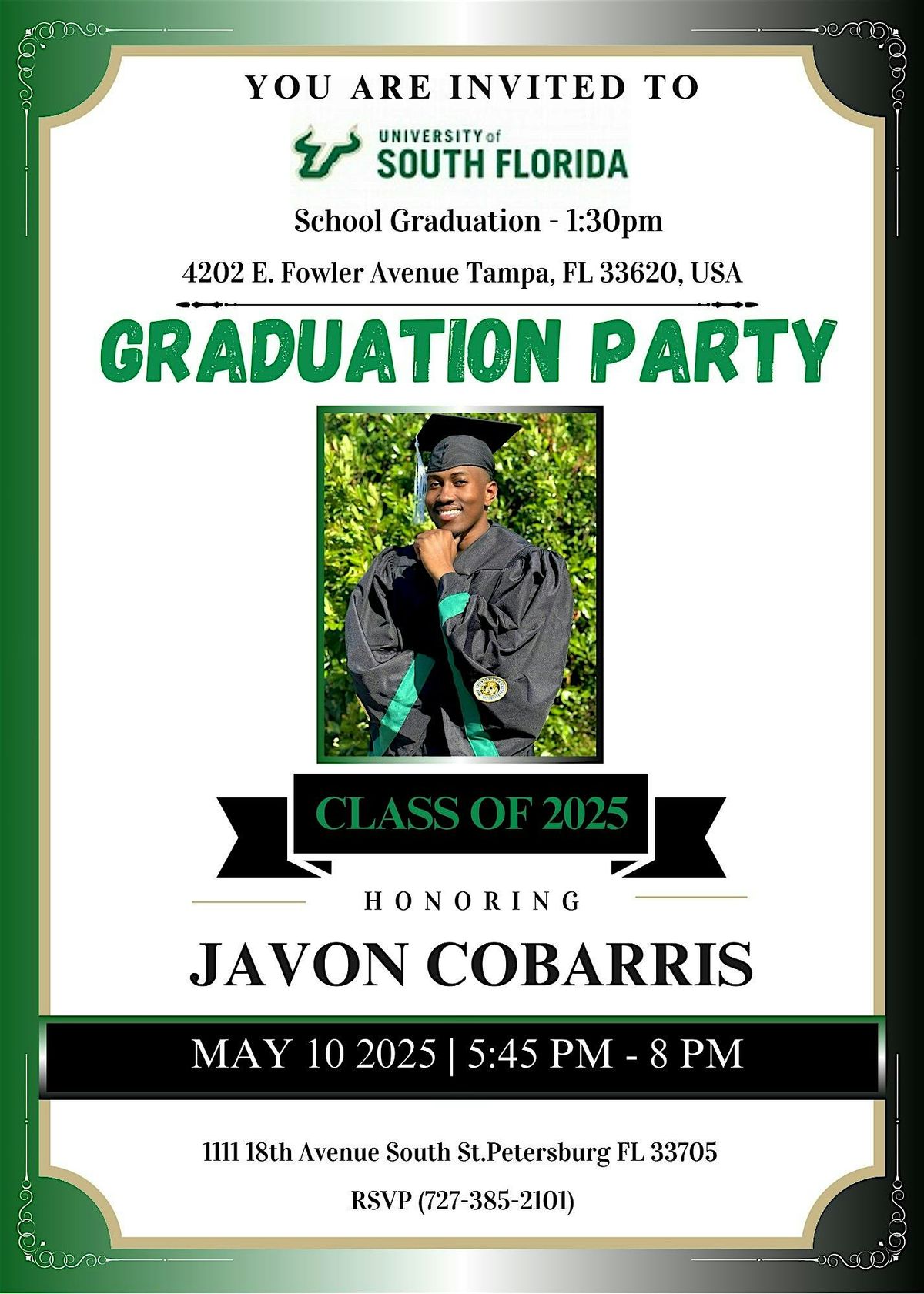 Javon Graduation!, 1111 18th Ave S, St. Petersburg, 10 May 2025 | AllEvents