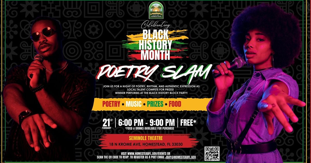 Black History Month Poetry Slam, Seminole Theatre, Homestead, 21 ...