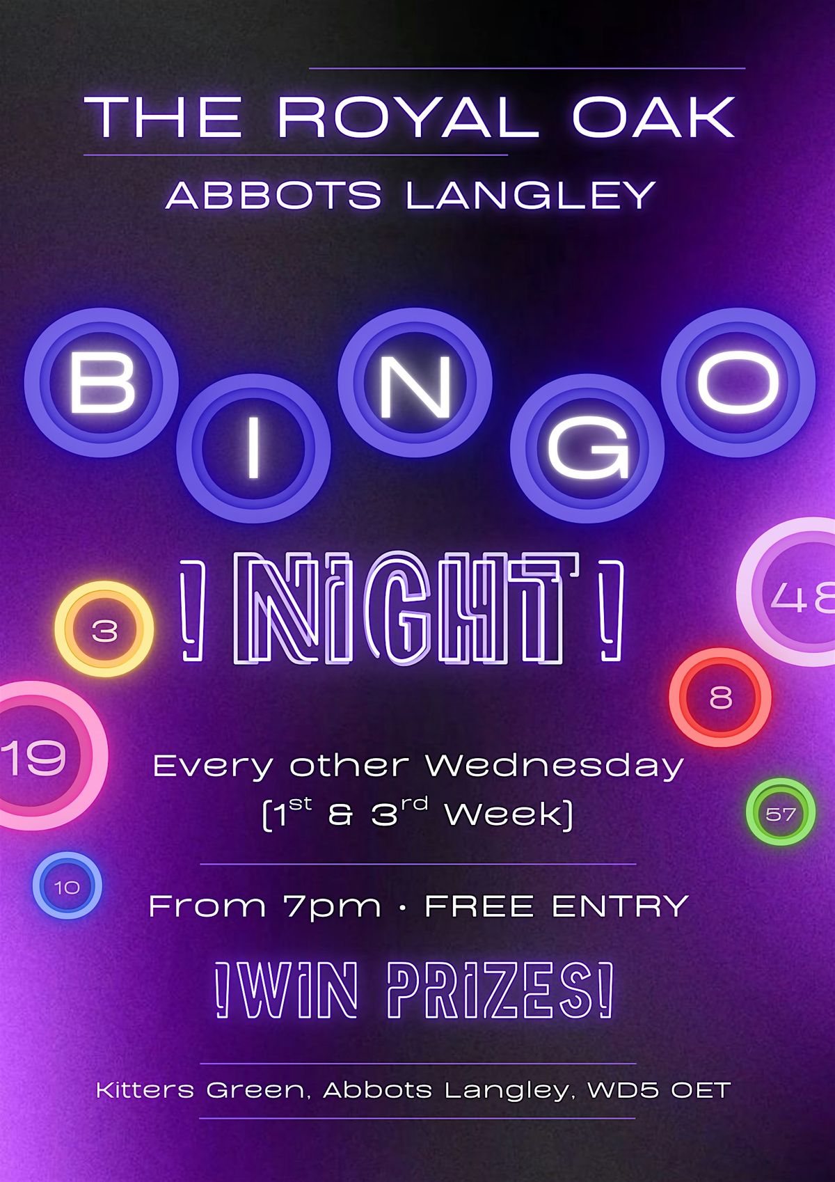 Bingo Night, The Royal Oak, Abbots Langley, 5 November to 21 January ...