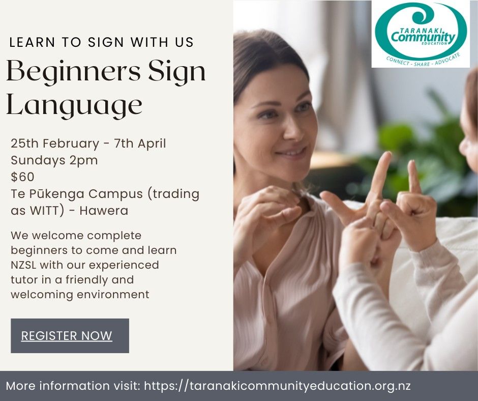 Beginners Sign Language Classes , Witt Hawera Campus, Stratford, 25 ...