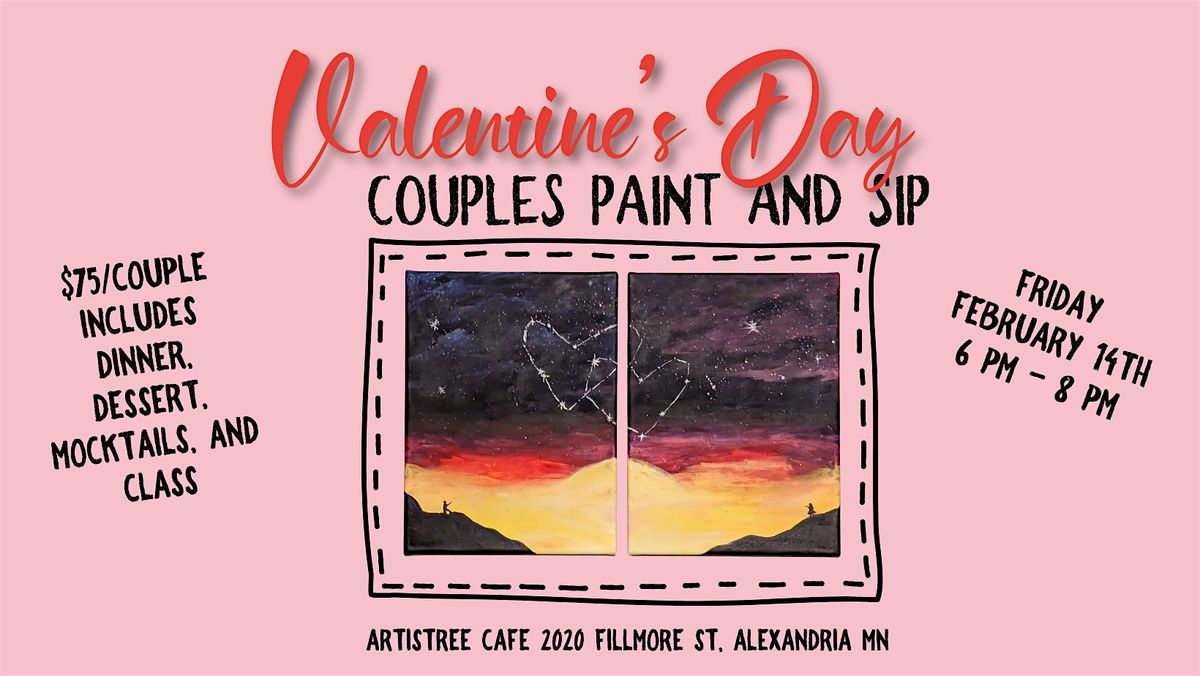 Valentines Day Couples Paint and Sip Dinner, ArtisTree Cafe Community ...