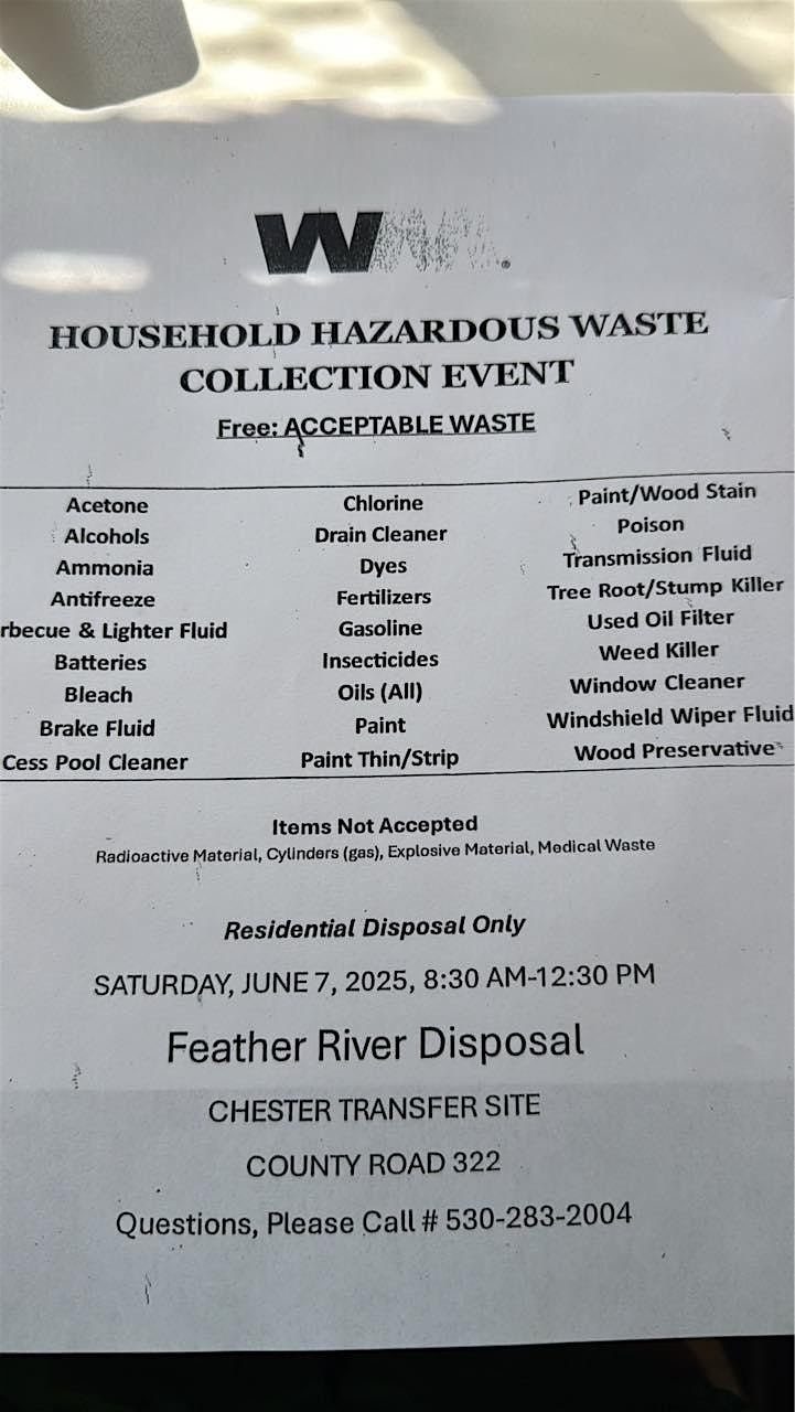 Household Hazardous Waste Collection event, Chester Transfer Station, 7 ...
