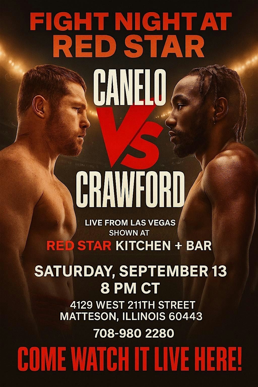 Canelo vs Crawford Red Star, Red Star Matteson, 13 September 2025 ...