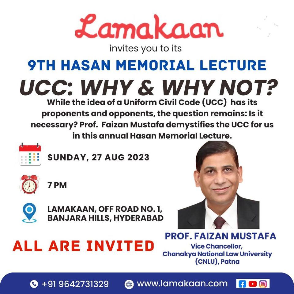 9th Hasan Memorial Lecture 2023 on UCC: WHY & WHY NOT? by Prof. Faizan ...