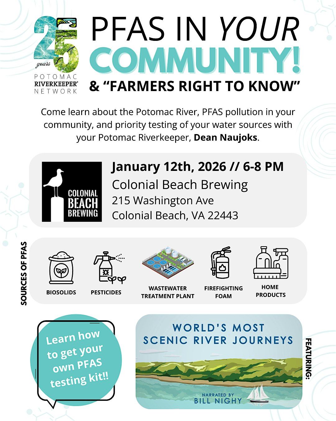 PFAS in Your Community, Colonial Beach Brewing, 12 January 2026 | AllEvents