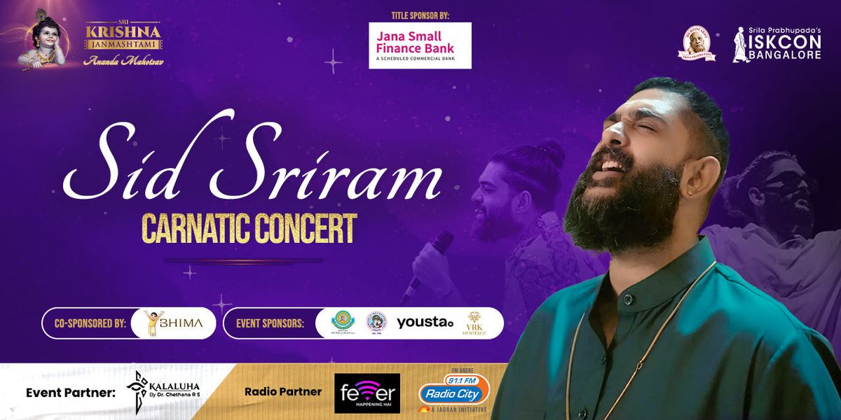 Sid Sriram LIVE - Janmashtami Concert (Carnatic), KTPO Trade Center, Whitefield, Bengaluru ...