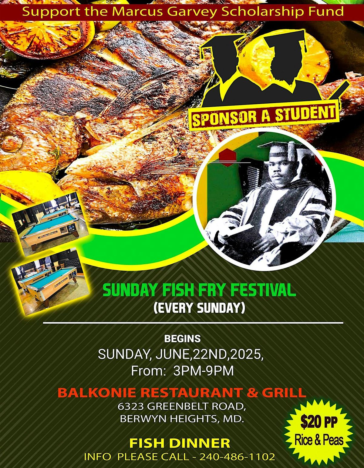 MARCUS GARVEY FOUNDATION/FISH FRY, Balkonie Restaurant, Bar and Lounge ...
