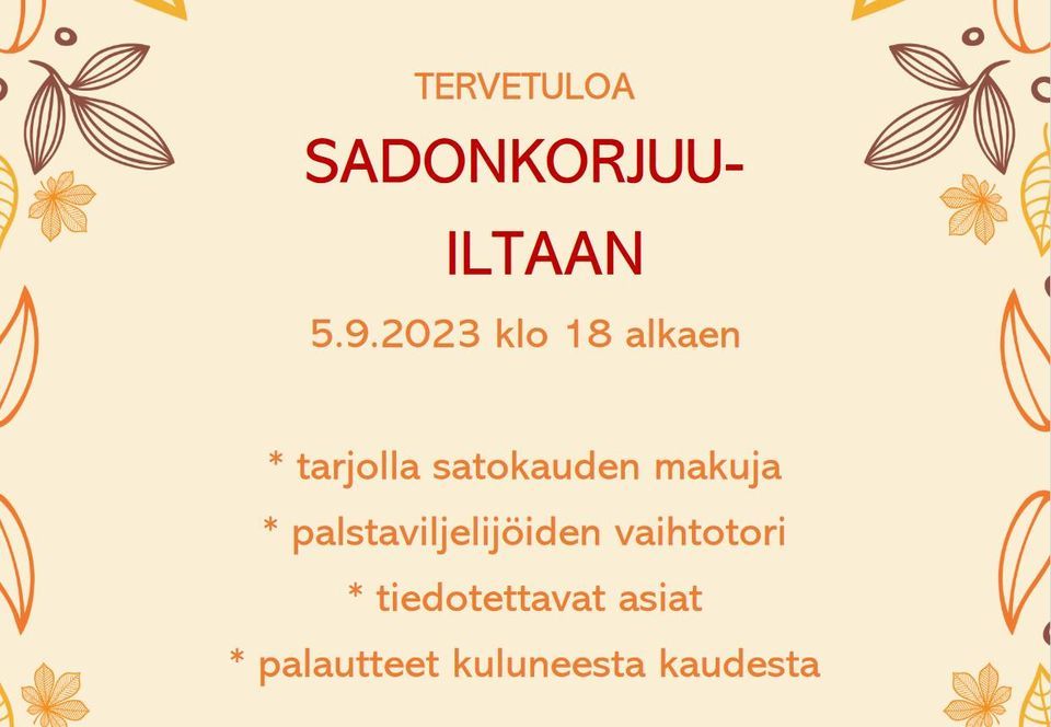 Sadonkorjuuilta, Suvantolantie, FI-87200 Kajaani, Suomi, 5 September 2023 | AllEvents.in
