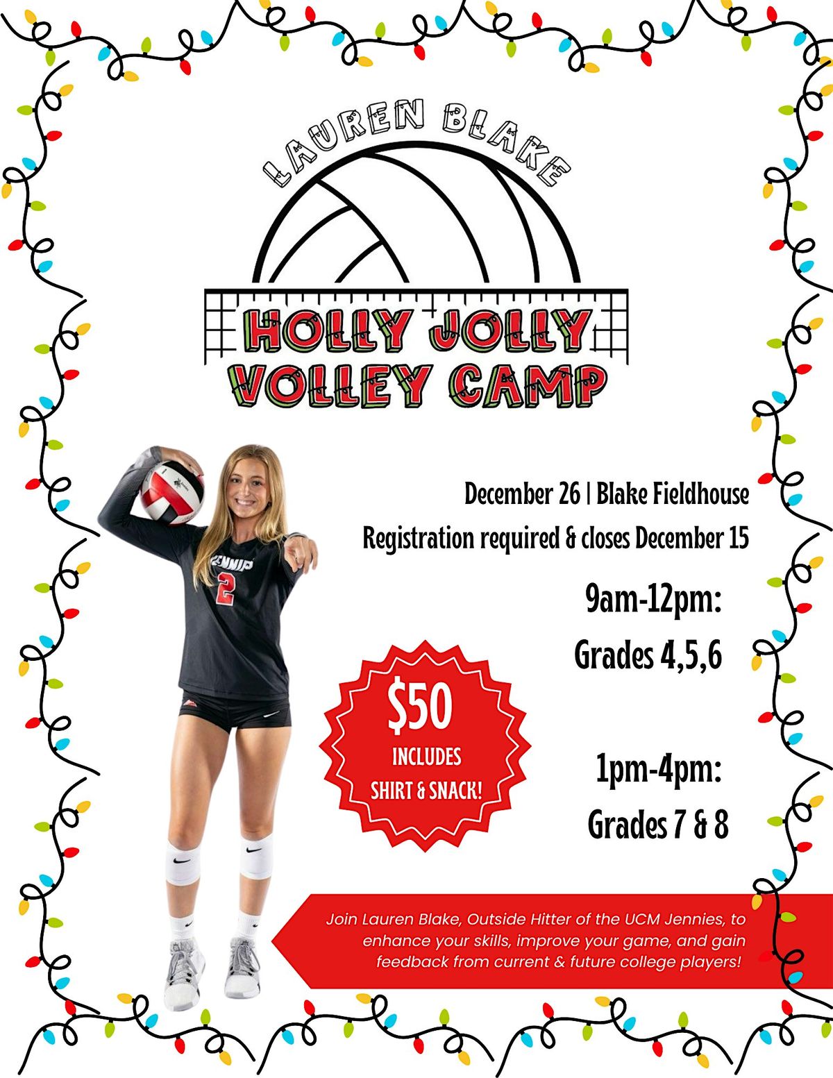 Lauren Blake Holly Jolly Volley Camp 2024 | Grades 4,5,6, Blake Field ...