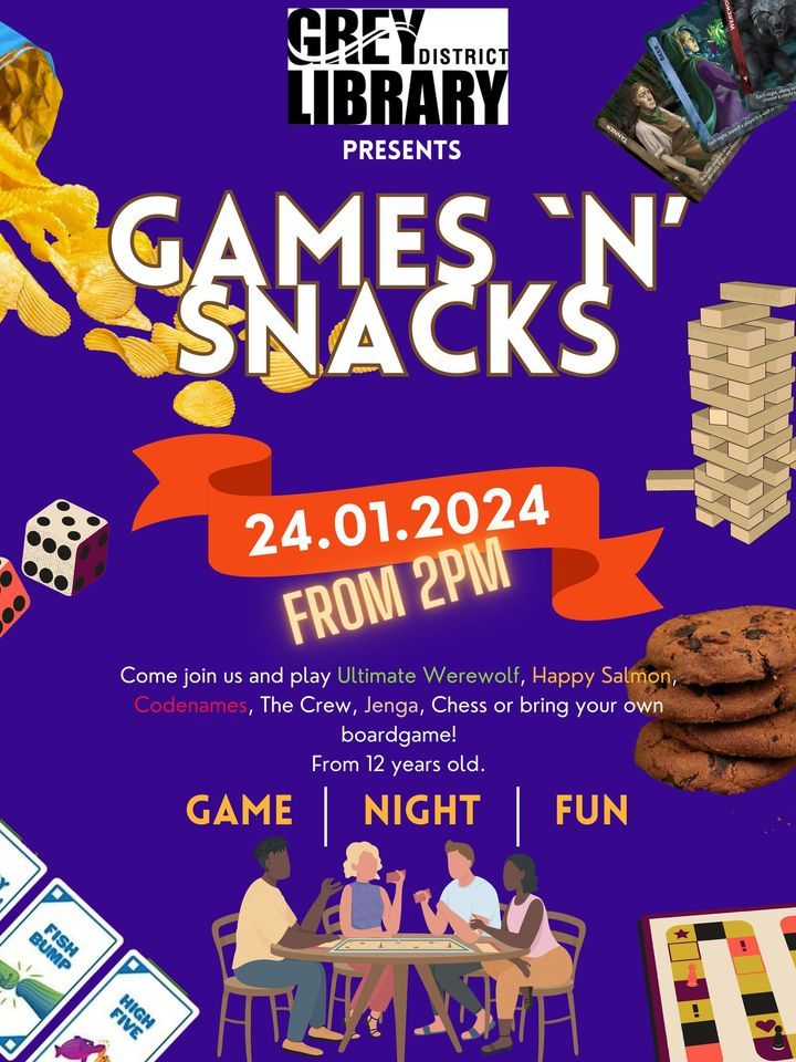 Games N Snacks (Drop-in session), Grey District Library, Greymouth ...