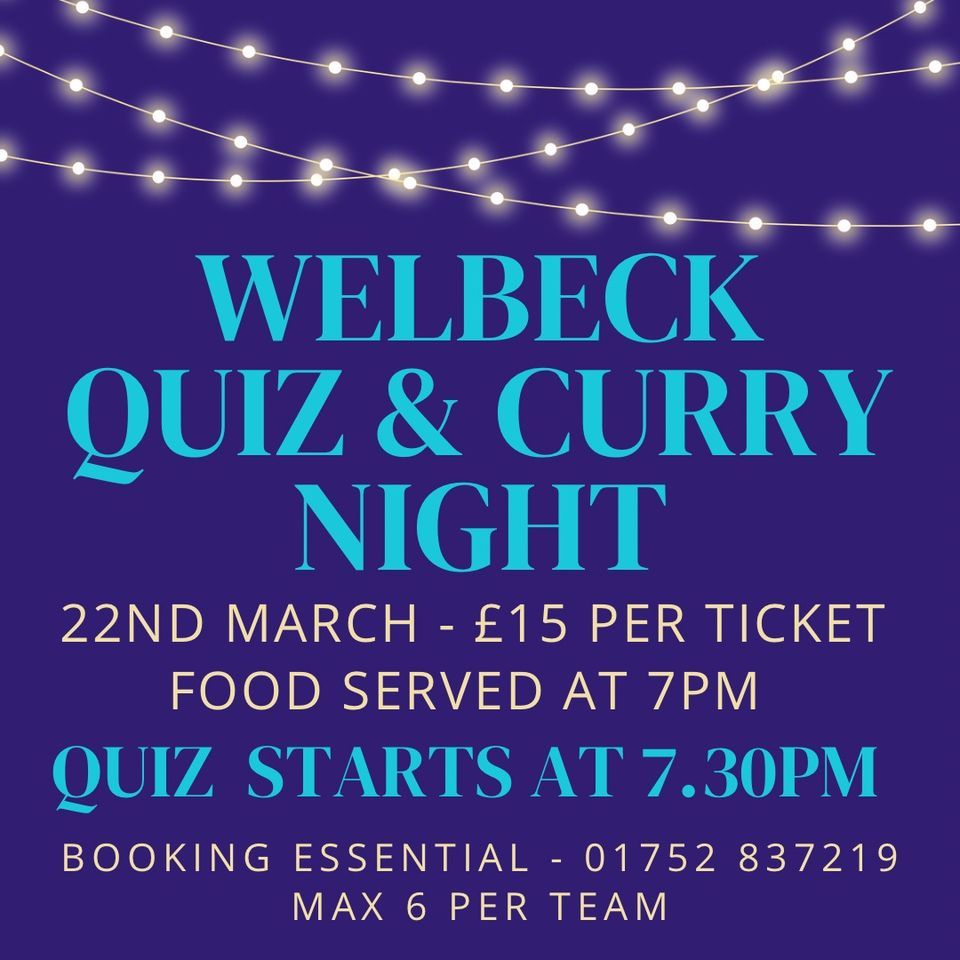 Quiz & Curry Evening , Welbeck Manor & Sparkwell Golf Course, Sparkwell ...
