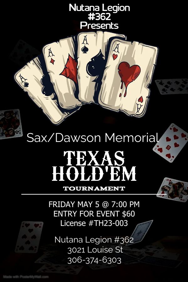 Sax/Dawson Memorial Texas Holdem Tournament, Nutana Legion, Saskatoon ...
