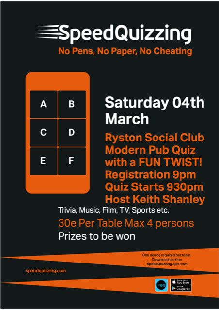 Phone Quiz, Ryston Sports and Social Club, Kildare, 4 March 2023 ...