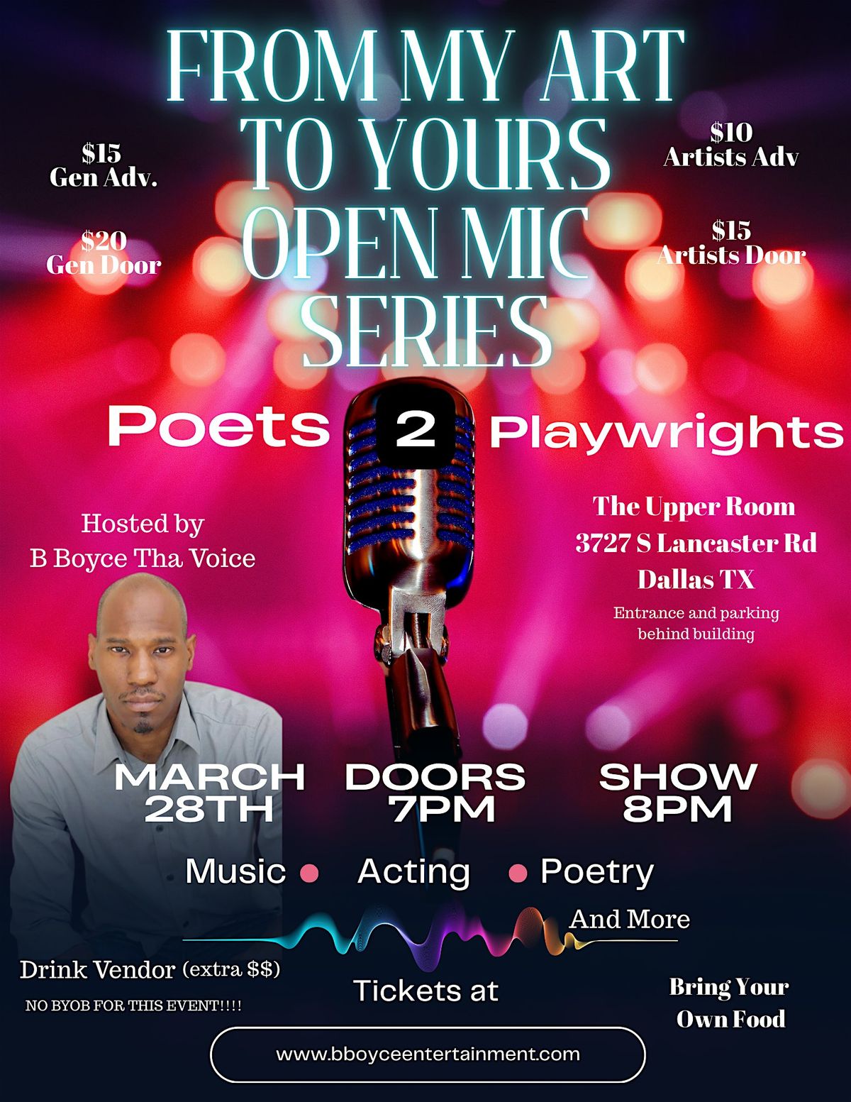 From My Art To Yours Open Mic Series, The Upper Room, Dallas, 10 ...