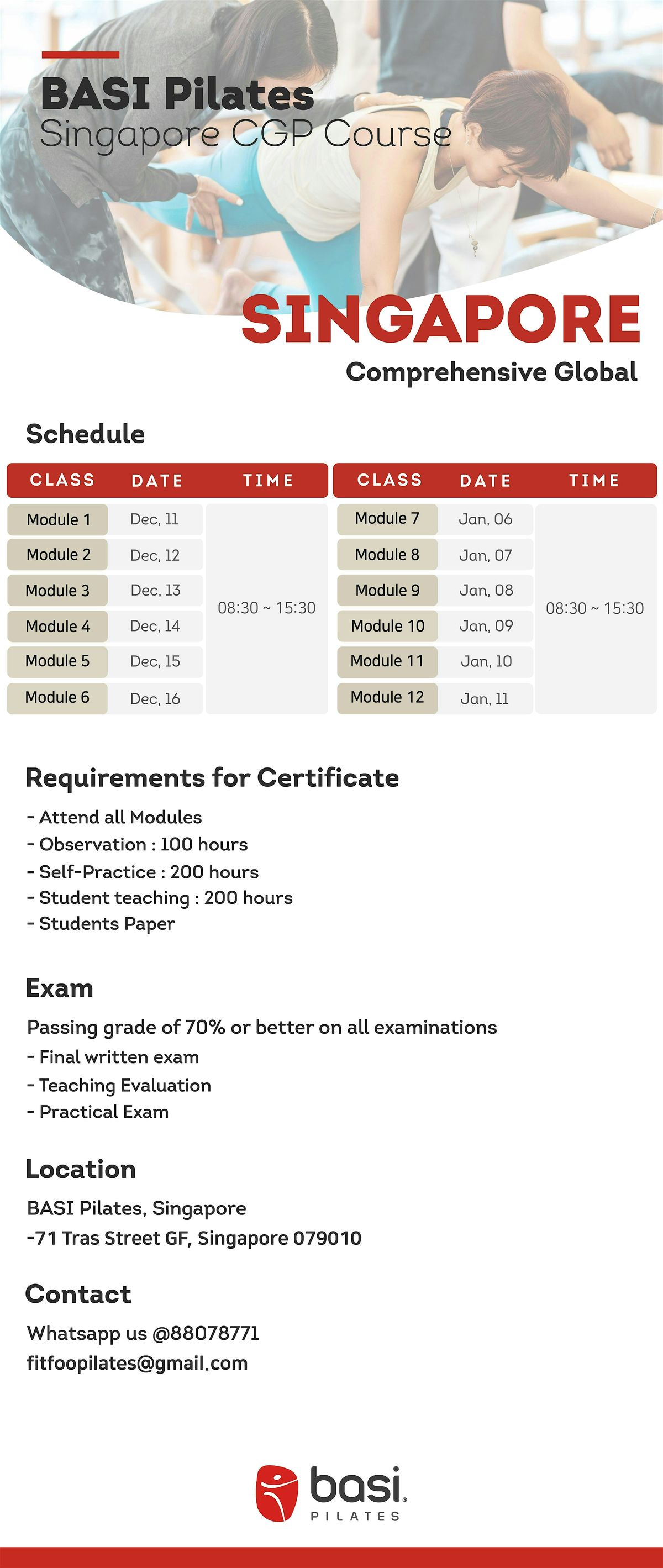 BASI Pilates Teacher Training Course Briefing on 11 Oct 2025, 71 Tras ...