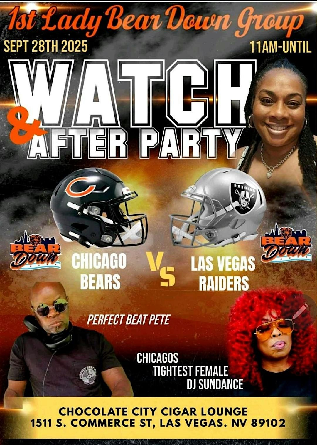 1st Lady of Tailgate - Chicago Bears/Raiders Watch/After Party ...