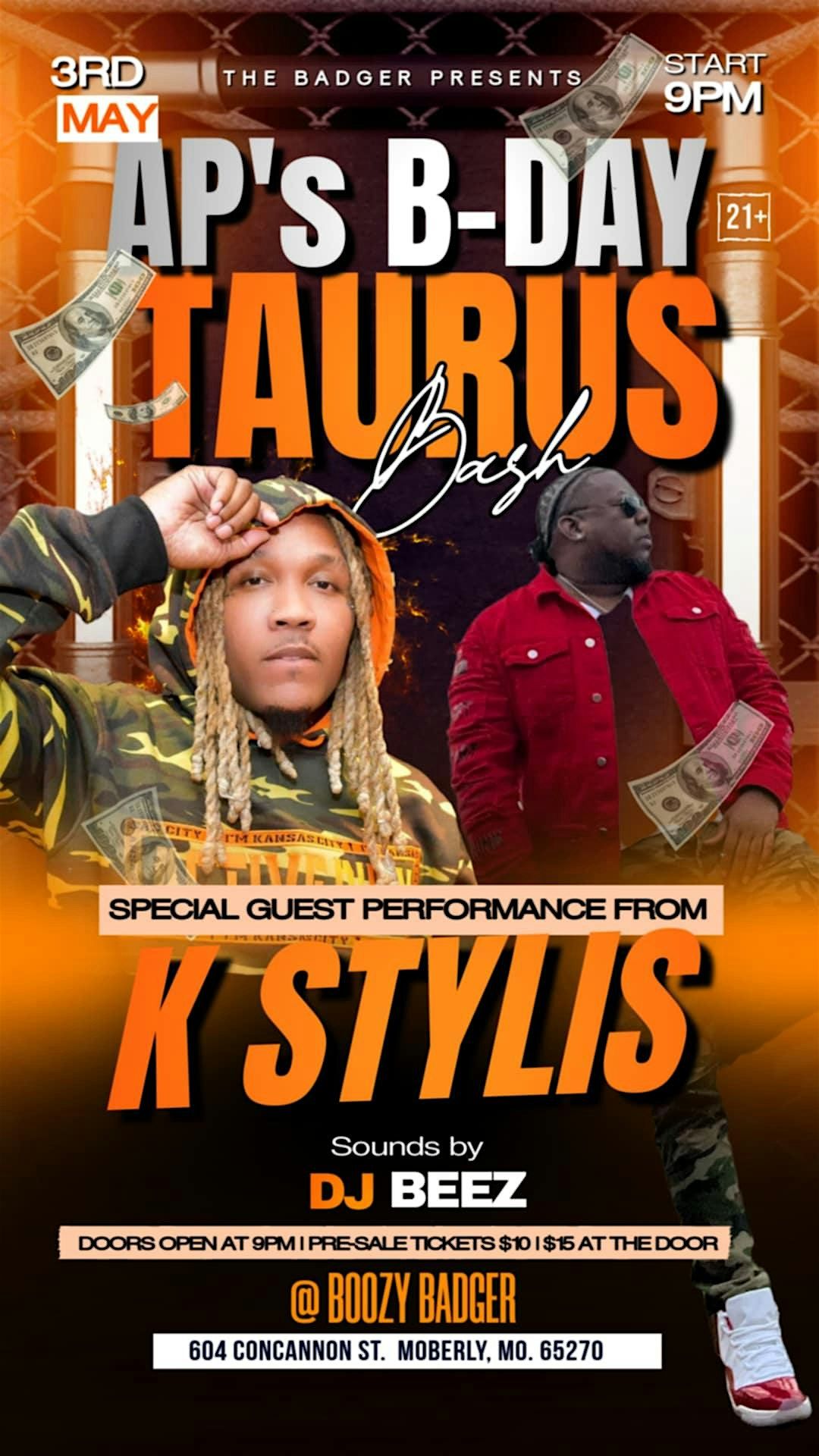 AP Taurus Bash W/Kstylis live, Boozy Badger, Moberly, 3 May to 4 May ...