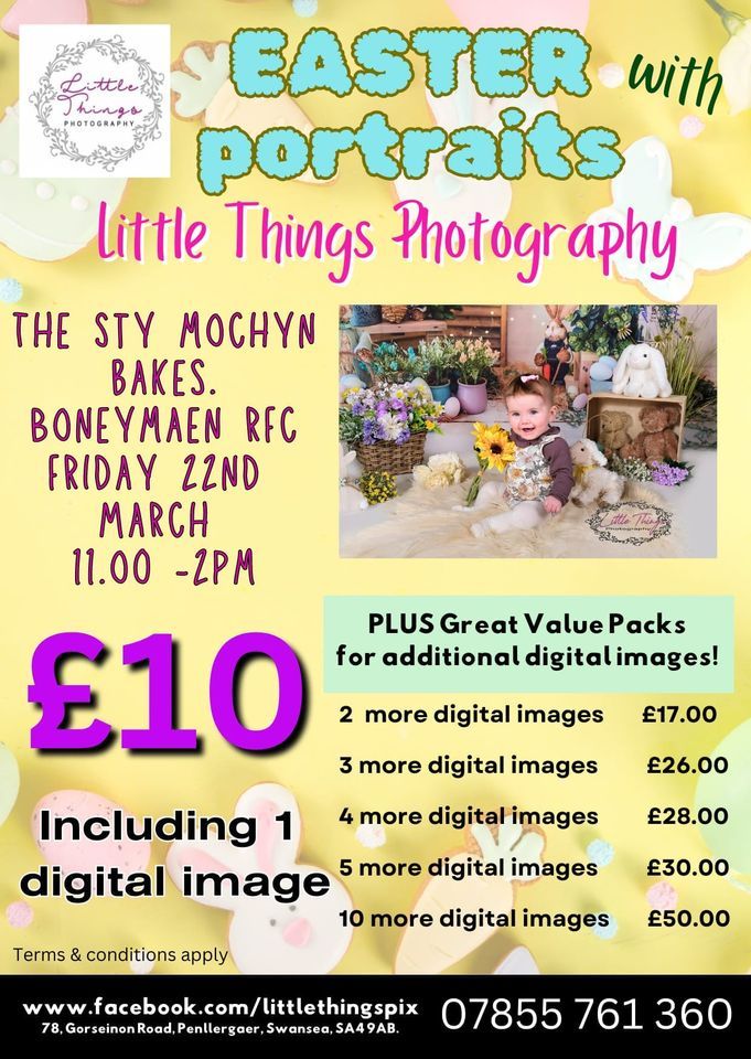 Easter photography sessions at the Sty Mochyn Bakes, Bonymaen RFC ...