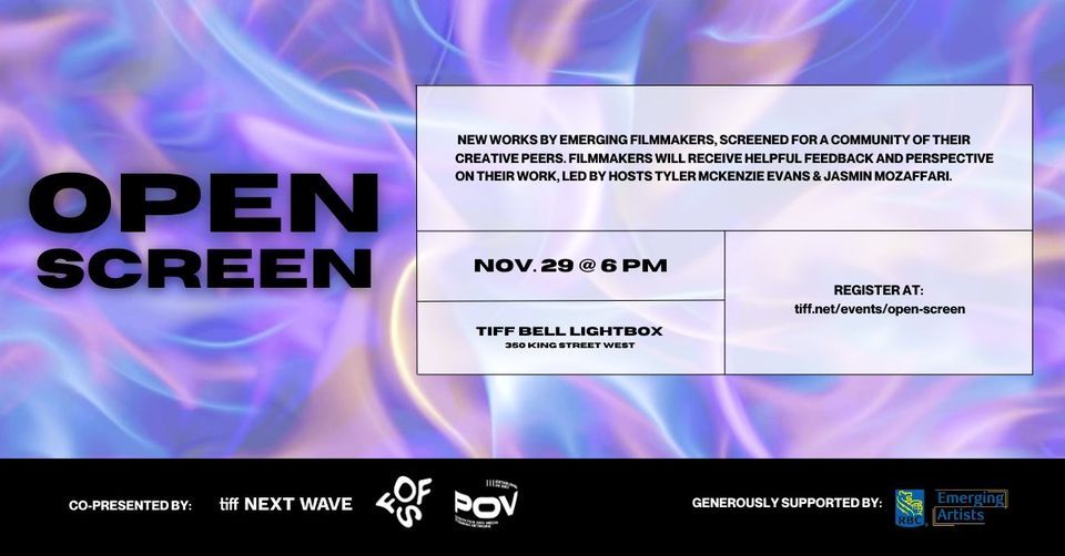 Open Screen, TIFF Bell Lightbox, Rexdale, 29 November 2023 | AllEvents