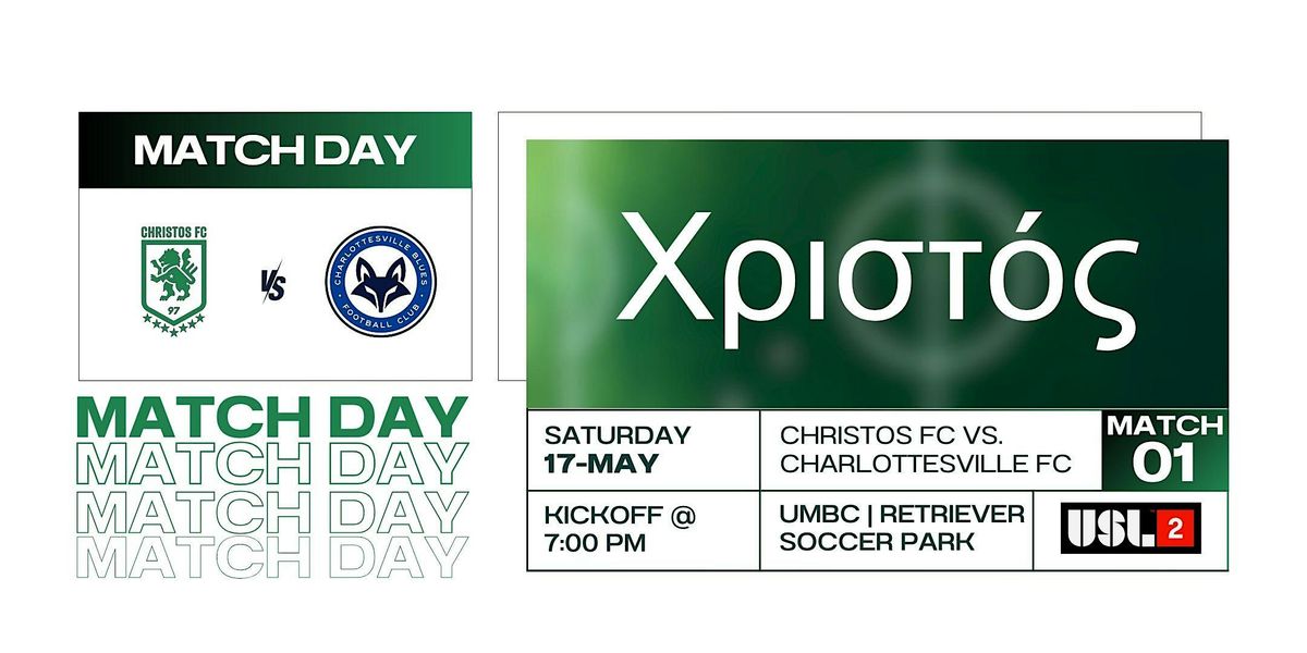 Christos FC vs. Charlottesville FC | Home Match 01 | Home Opener, UMBC ...