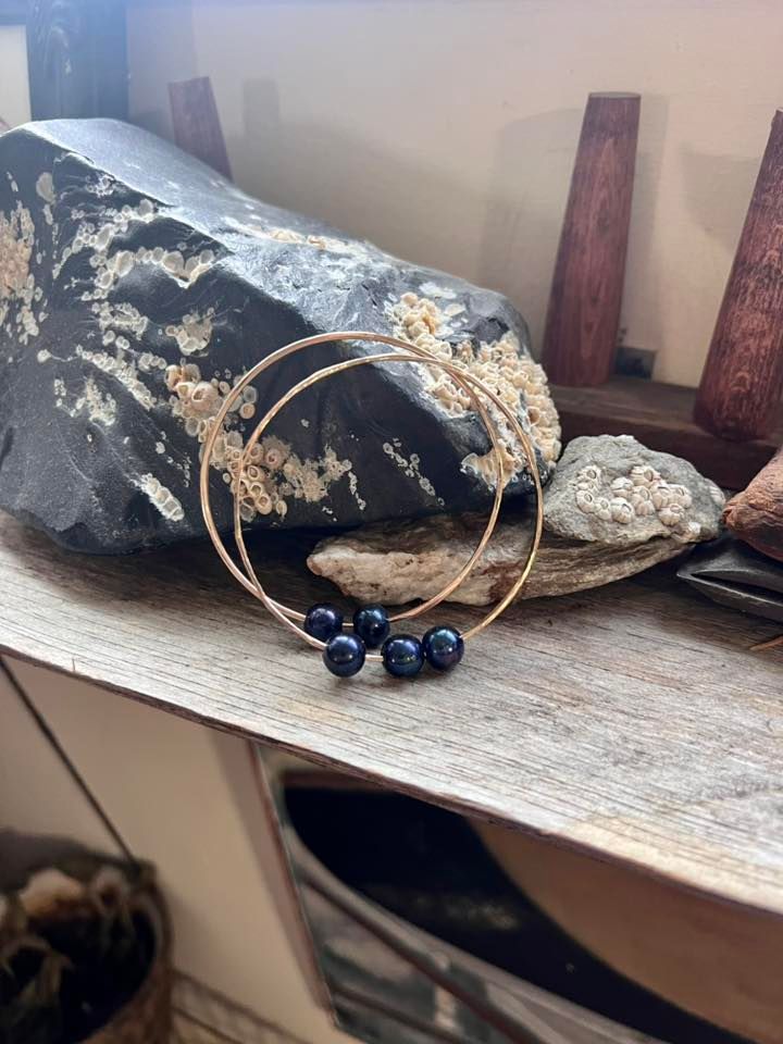 A Pair (2) of Tahitian Pearl Bangles - in S.Silver or 14KGF, JO's Oyster Garden: Handmade ...