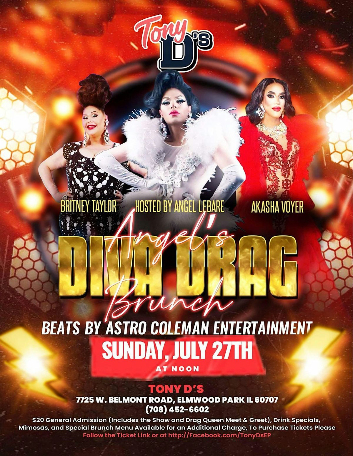 Angels Diva Drag Brunch, 7725 W Belmont Ave, Elmwood Park, 27 July 2025 ...