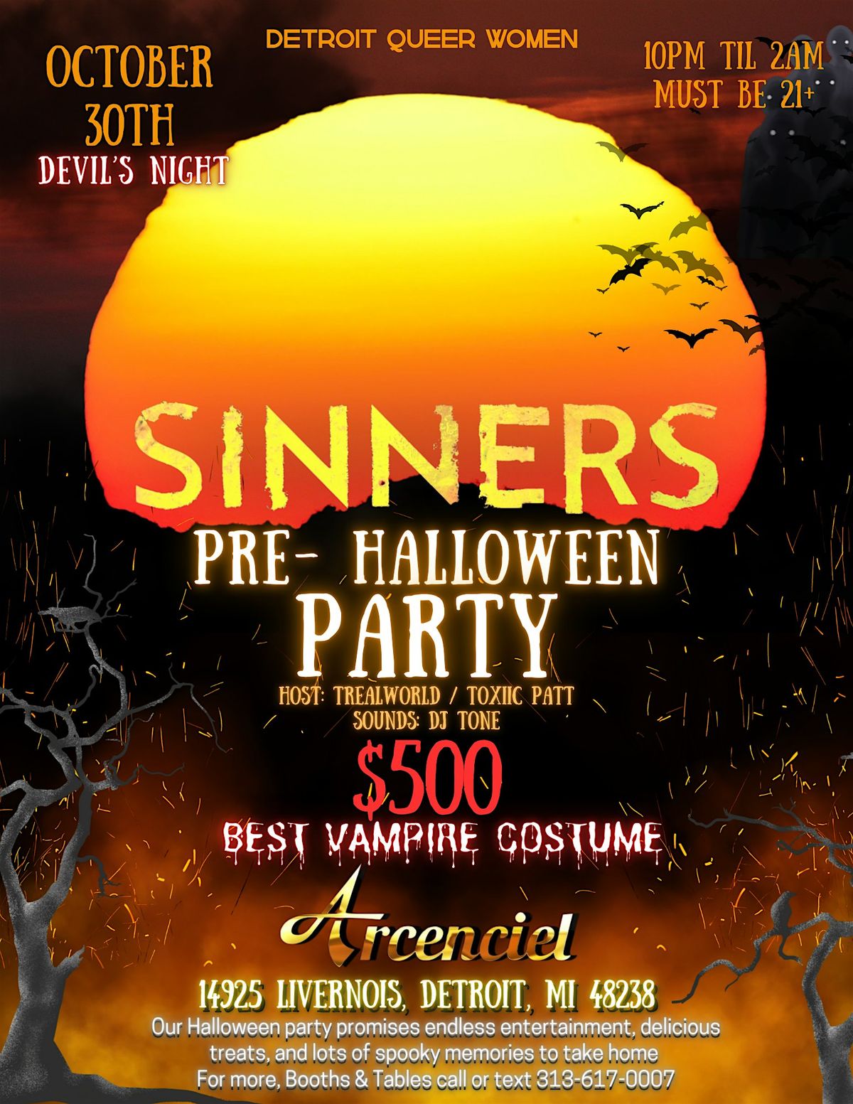 SINNERS Pre-Halloween Party, Arcenciel, Detroit, 30 October to 31 ...