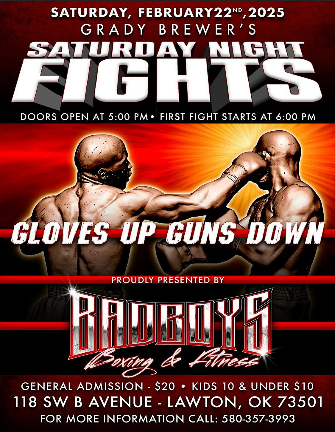 Grady Brewer‘s first annual guns down gloves up Boxing event, 118 SW B ...