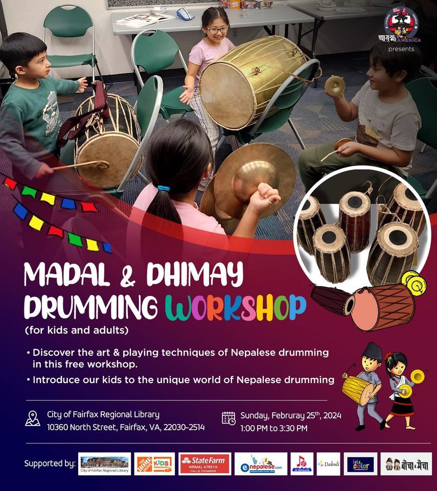 Madal and Dhimay Drumming Workshop, City of Fairfax Regional Library ...