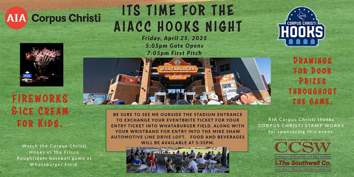 3RD ANNUAL AIA CORPUS CHRISTI HOOKS NIGHT!, Whataburger Field, Corpus ...