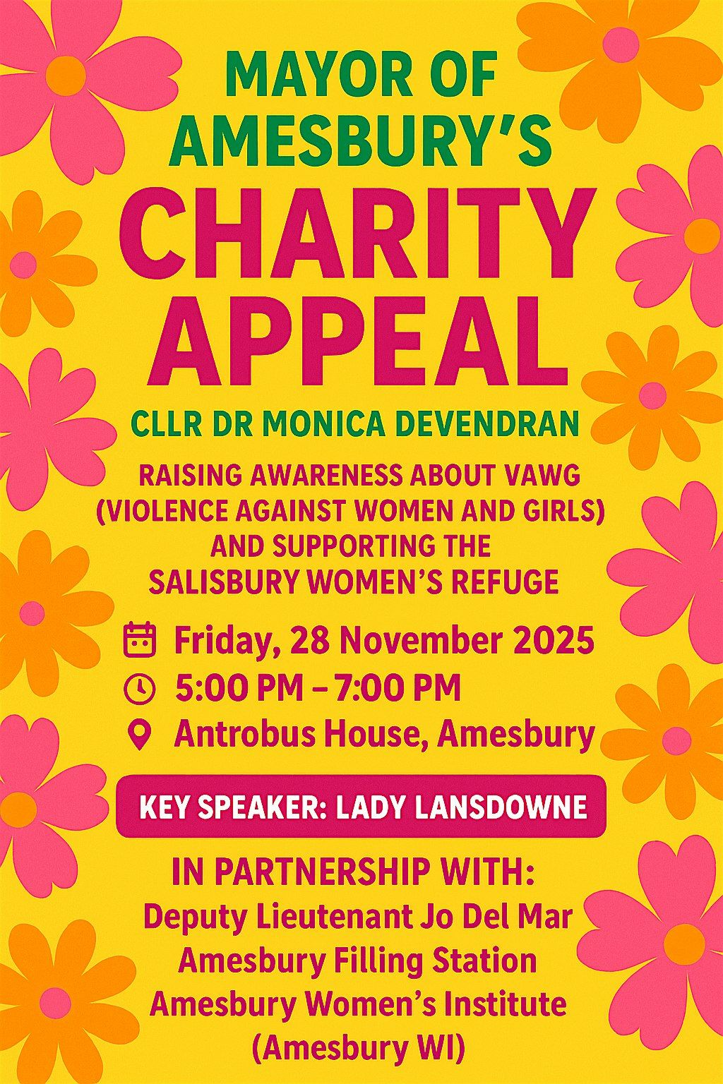 Mayor of Amesbury Cllr Dr Monica Devendrans Charity Appeal, Antrobus ...